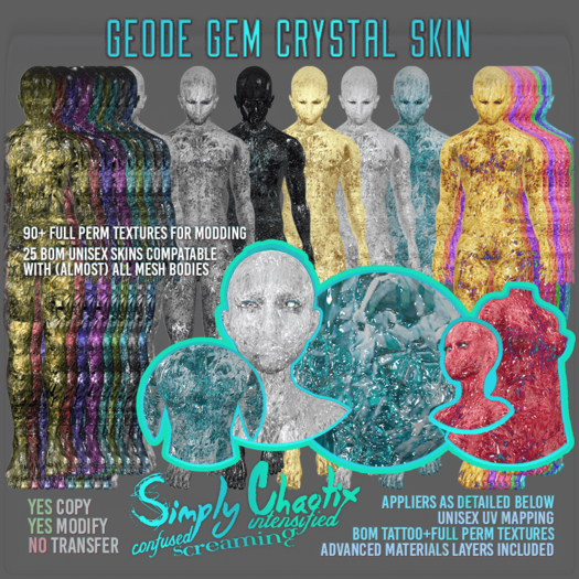 Second Life Marketplace - [SC] Geode Gem Crystal Skin Kit BoM+Appliers